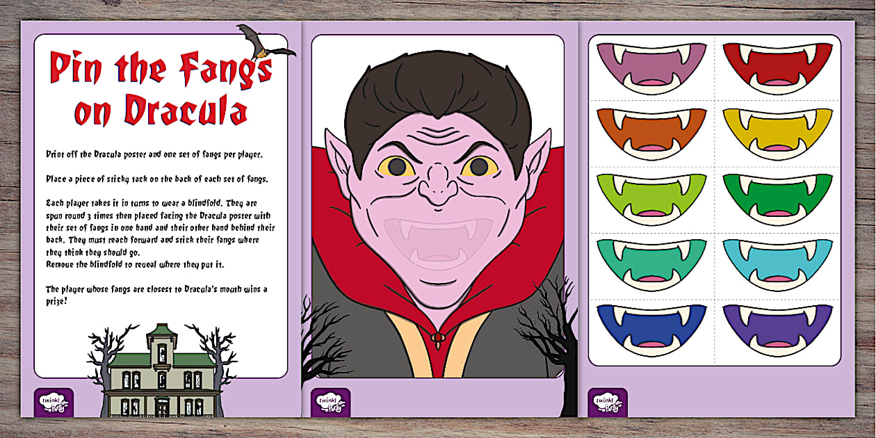 Halloween Pin the Fangs on Dracula | Twinkl Party