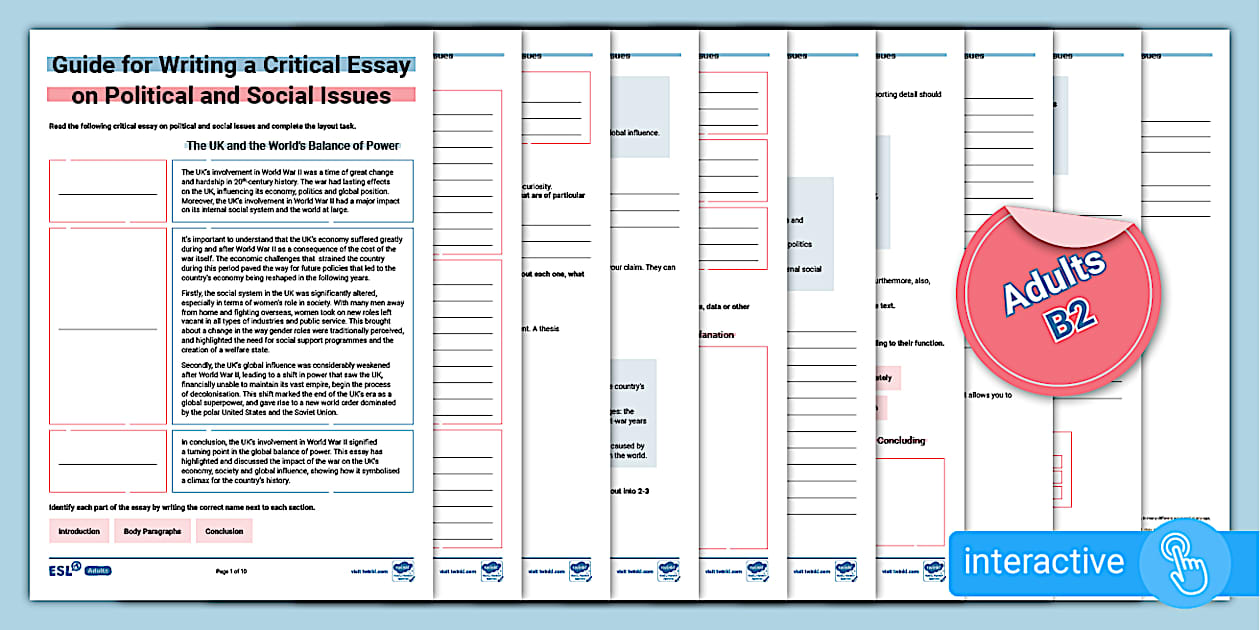 ESL Guide for Writing a Critical Essay on Political and Social Issues ...