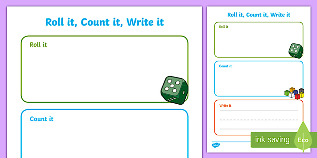 Editable Roll it, Count it, Write it Number Worksheet