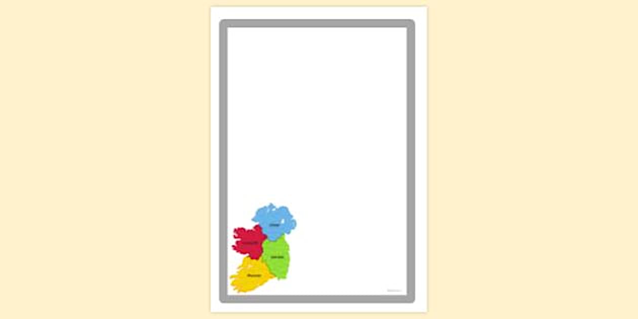 Map of Ireland Showing Counties Page Border (teacher made)