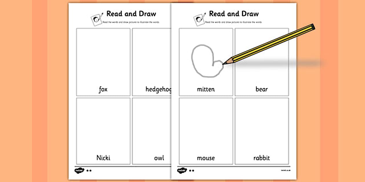 Lower Ability The Mitten Read and Draw Worksheet - Twinkl