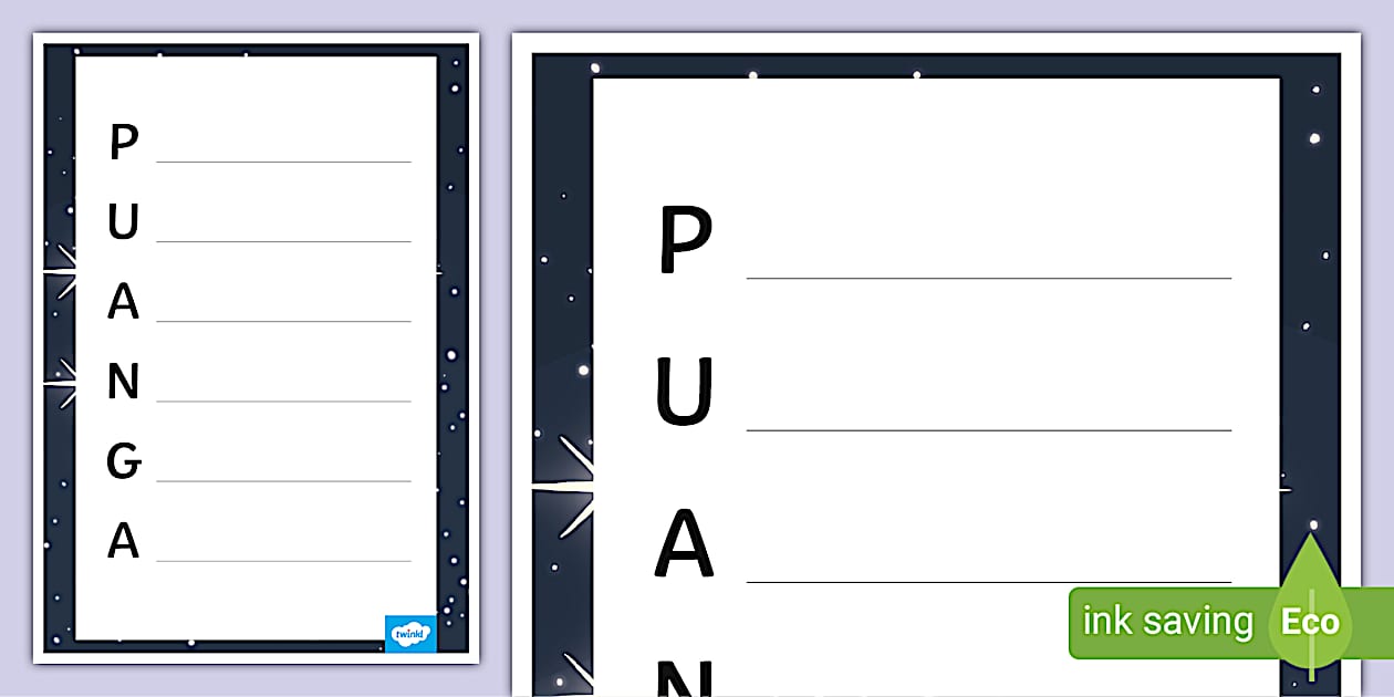 Puanga Acrostic Poem (teacher made) - Twinkl