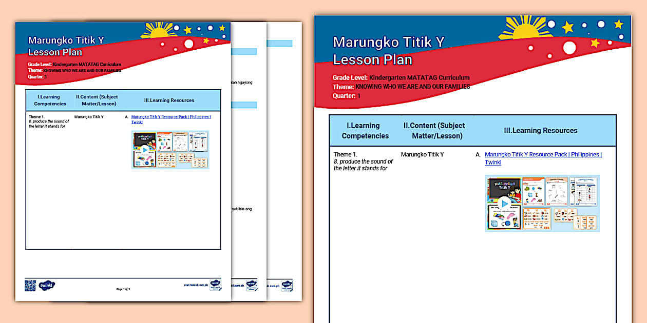 Marungko Titik Y Lesson Plan | Philippines | Twinkl
