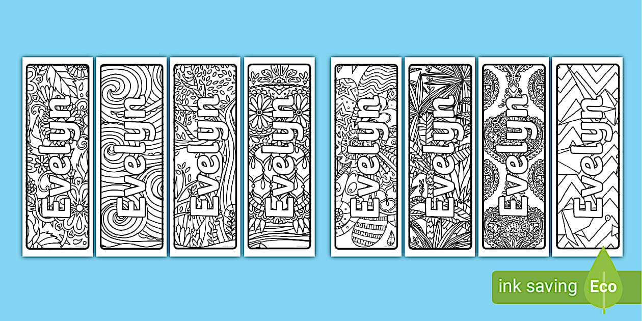 Evelyn Mindfulness Name Colouring Bookmarks - Twinkl