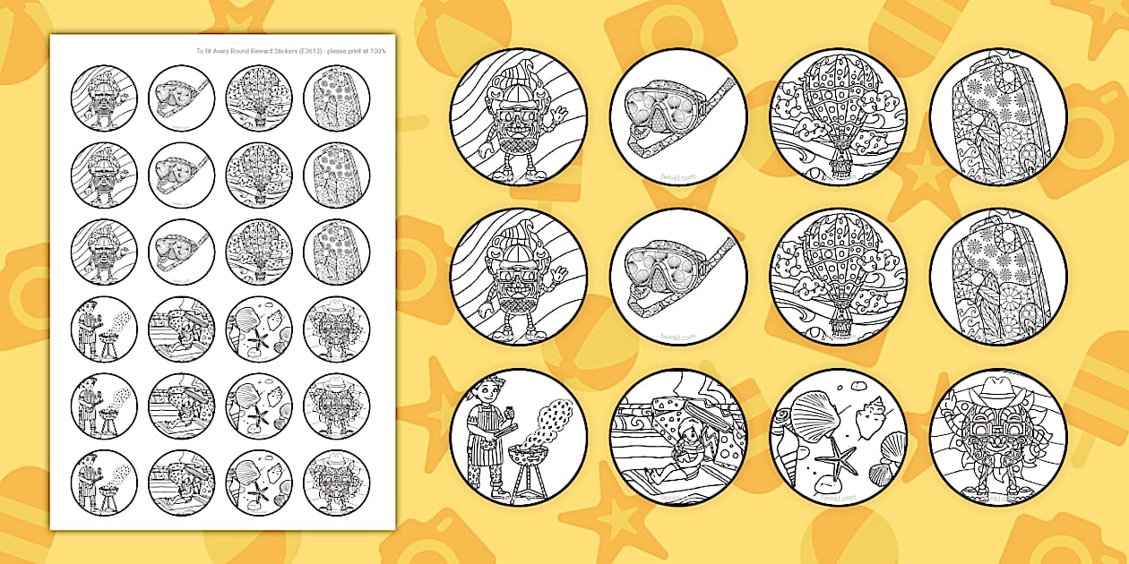 Summer Mindfulness Colouring Stickers (Teacher-Made)