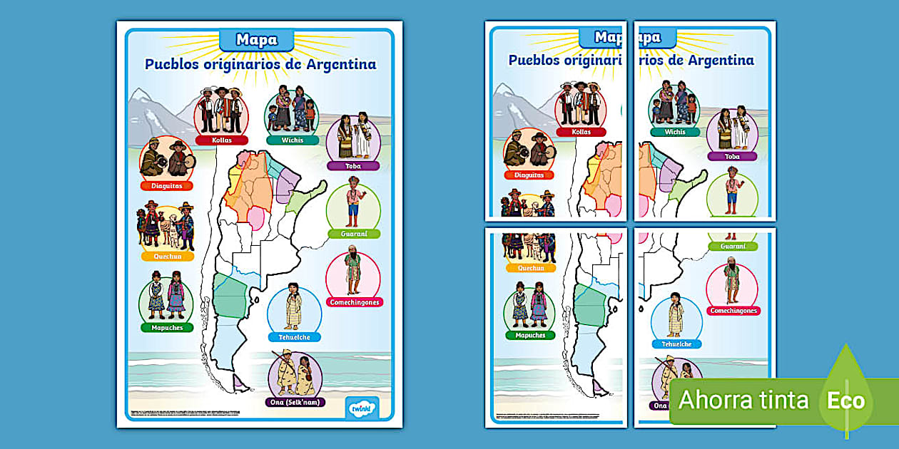 Mapa de los pueblos originarios de Argentina para niños