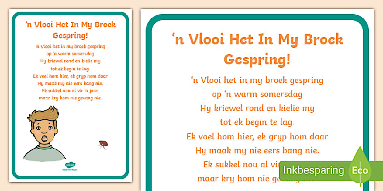 'n Vlooi Het In My Broek Gespring Rympie Plakkaat