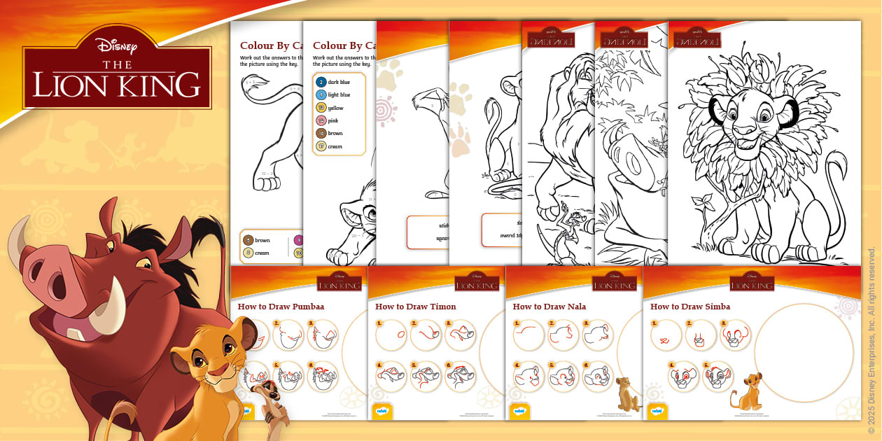 The Lion King: Colouring & Drawing Pack (teacher made)