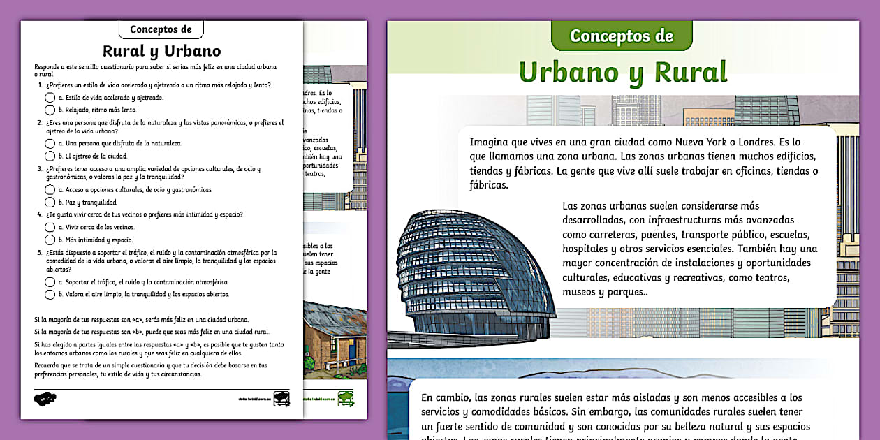 Conceptos de Urbano y Rural - Twinkl Colombia (Teacher-Made)