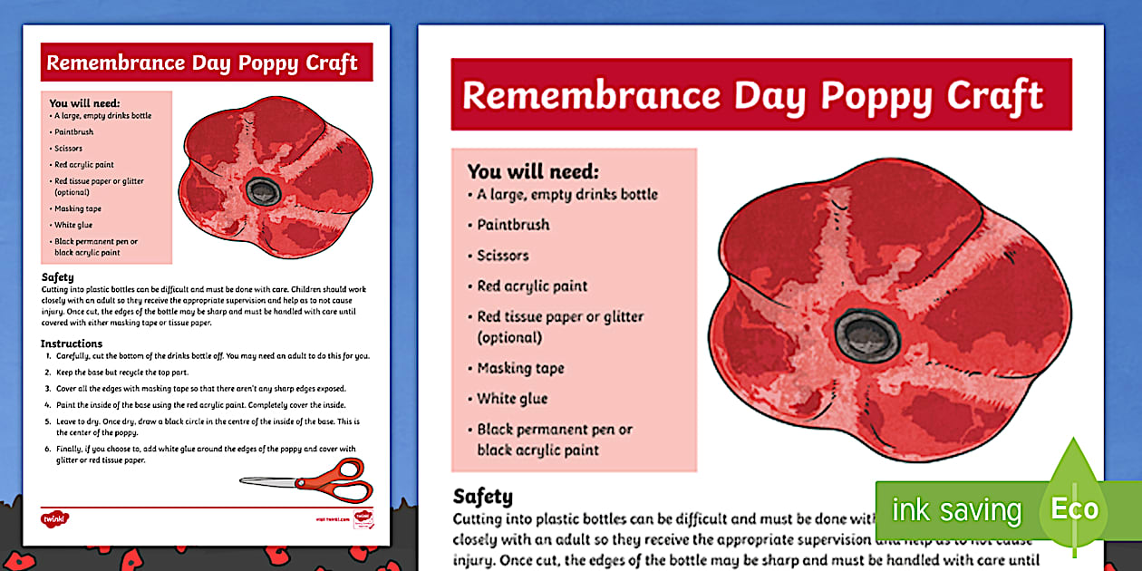 Remembrance Day Crafts | Poppy Craft Instructions | Twinkl