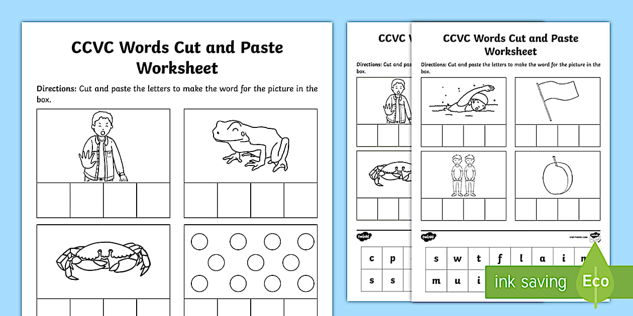 SA CCVC Cut and Paste Worksheet Australia - Twinkl
