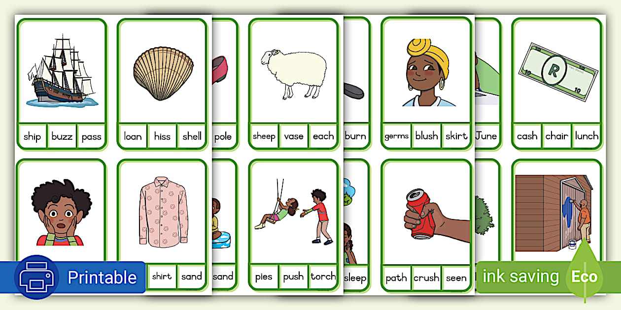 Grade 3 Phonics: sh- and -sh peg card activity