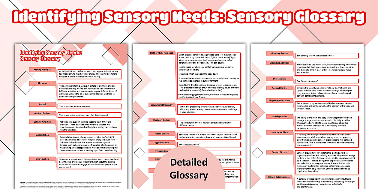 Identifying Sensory Needs: Sensory Needs Glossary | OT