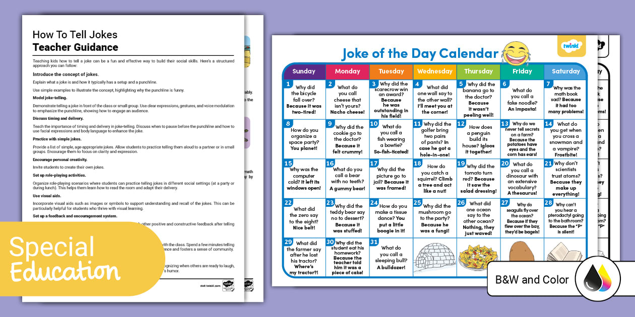 How to Tell Jokes: Joke of the Day for Special Education