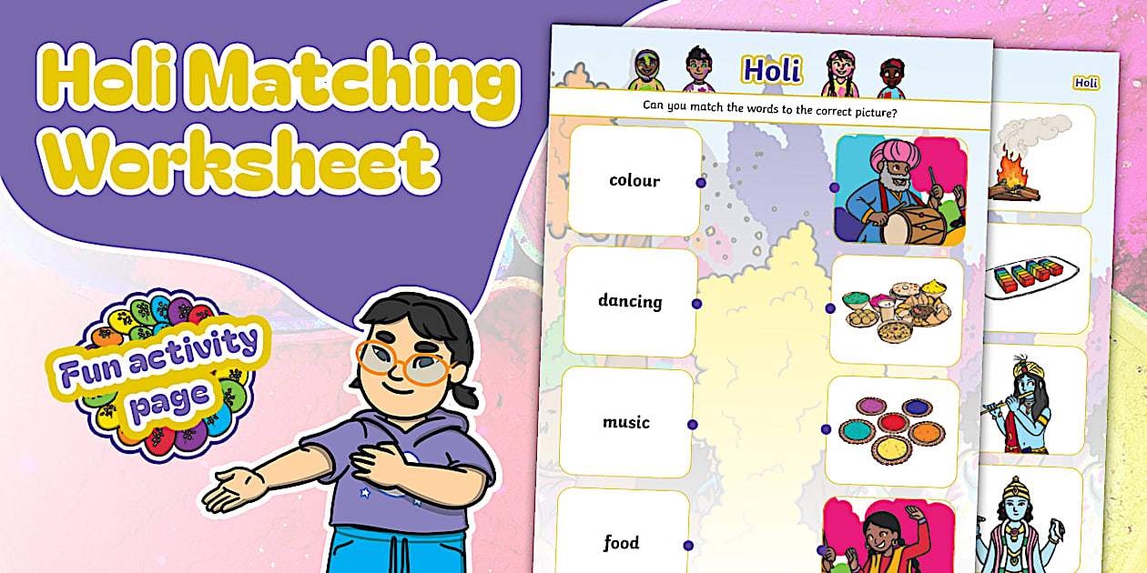 * NEW * Holi Matching Worksheet