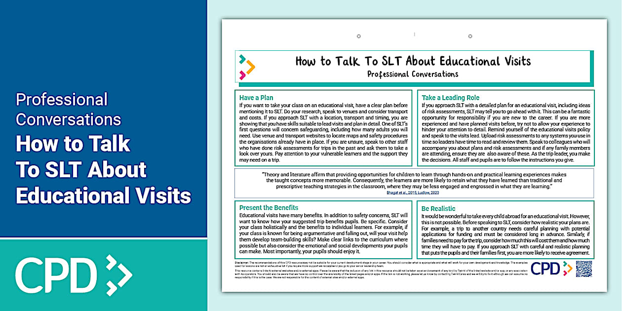 How to Talk To SLT About Educational Visits (teacher made)