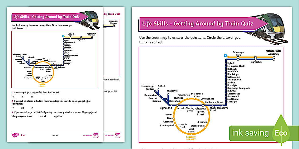 Life Skills - Getting Around by Train Quiz (teacher made)