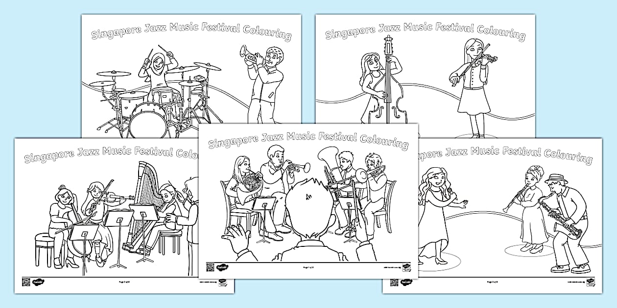 Singapore Jazz Music Festival Colouring Sheets - Twinkl