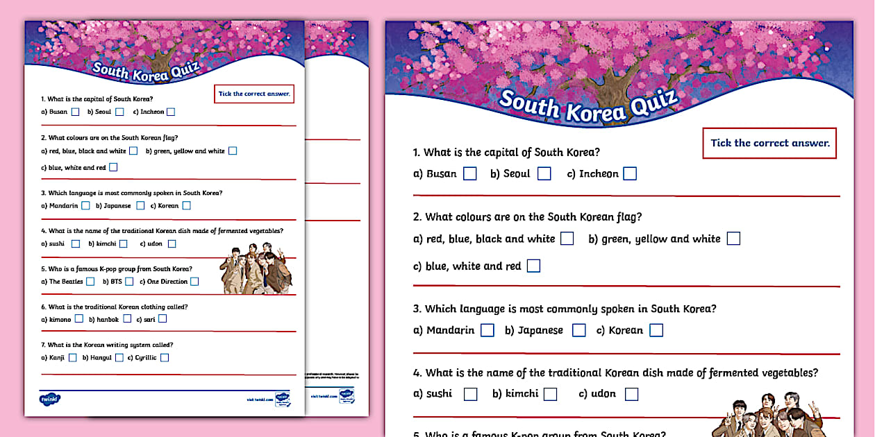South Korea General Knowledge Paper Quiz (teacher made)