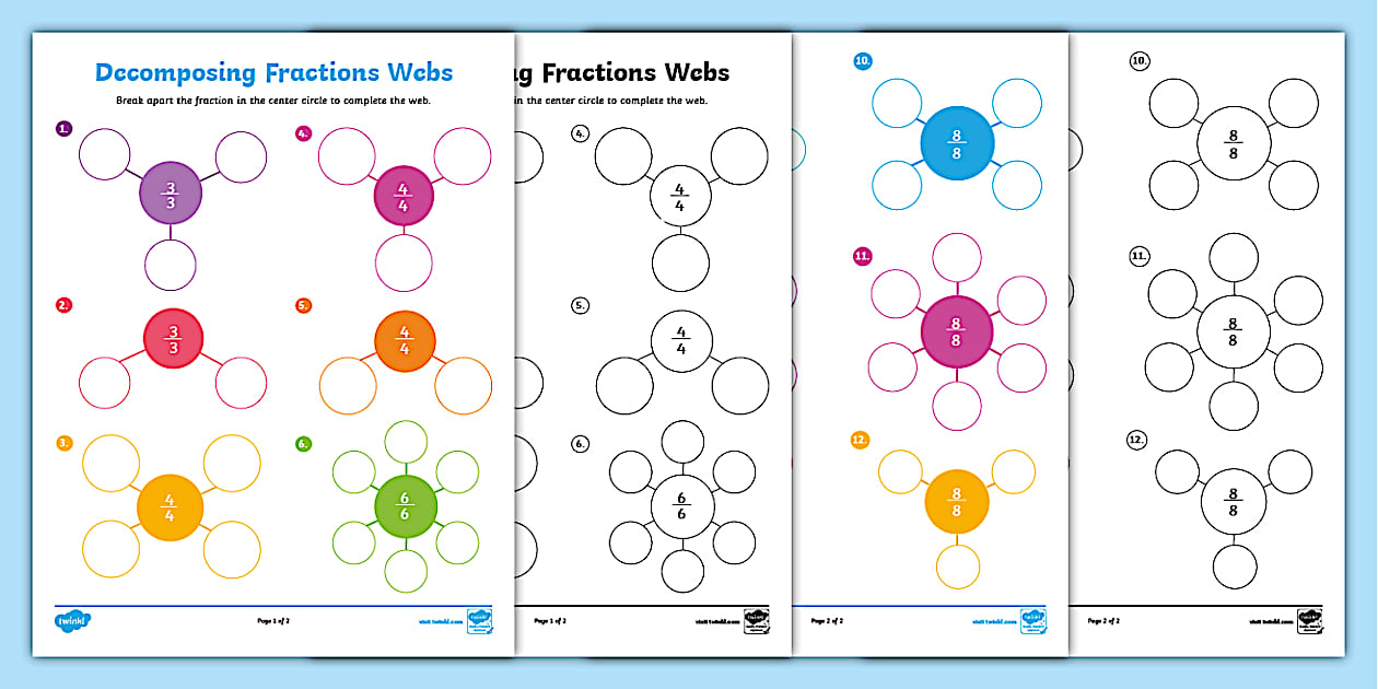 Decomposing Fractions Web Activity for 3rd-5th Grade