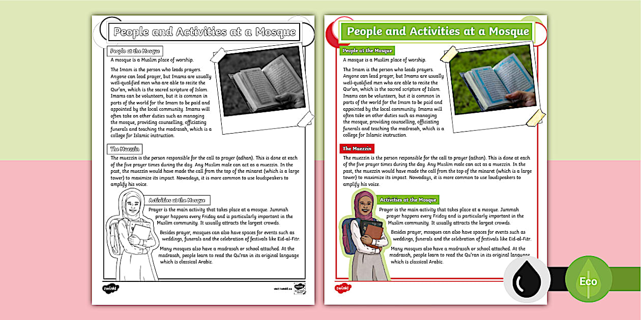 People and Activities at a Mosque Fact File - Twinkl