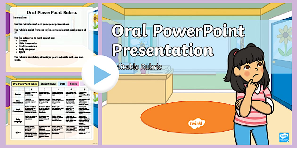 Oral PowerPoint Editable Rubric (Teacher-Made) - Twinkl