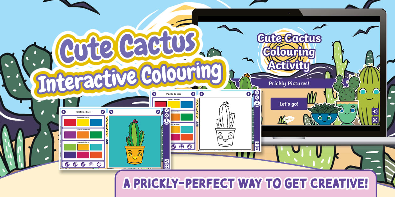 * NEW * Cute Cactus Interactive Colouring