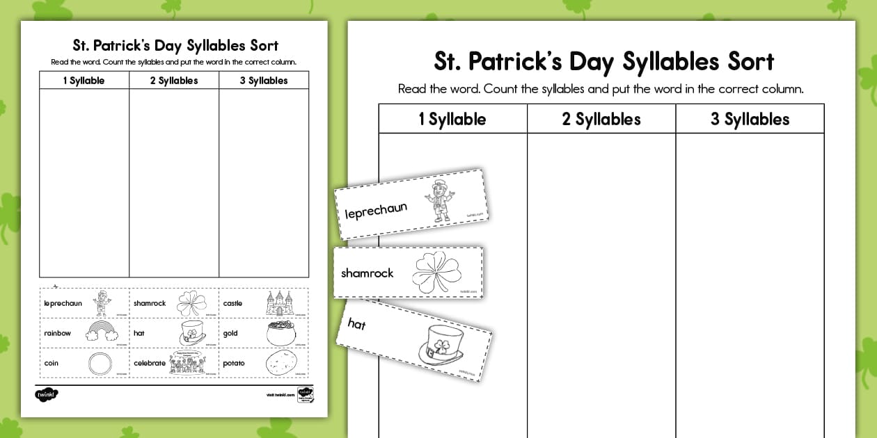 St. Patrick's Day Syllables I Phonological Awareness