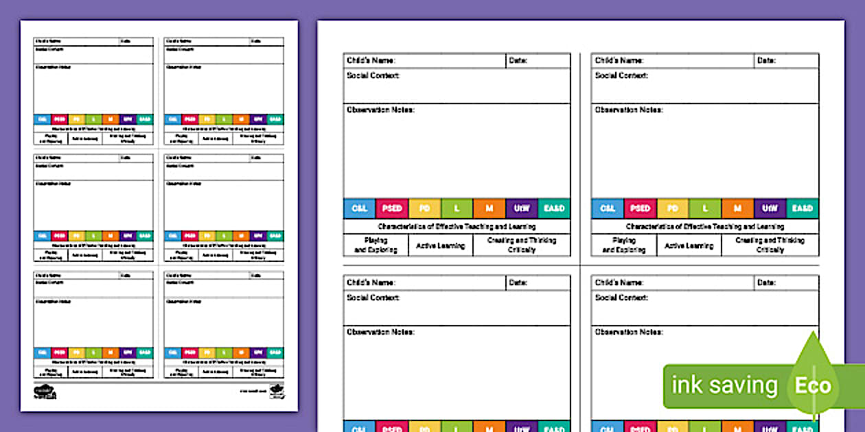Black and White EYFS Snapshot Observation Templates - Twinkl
