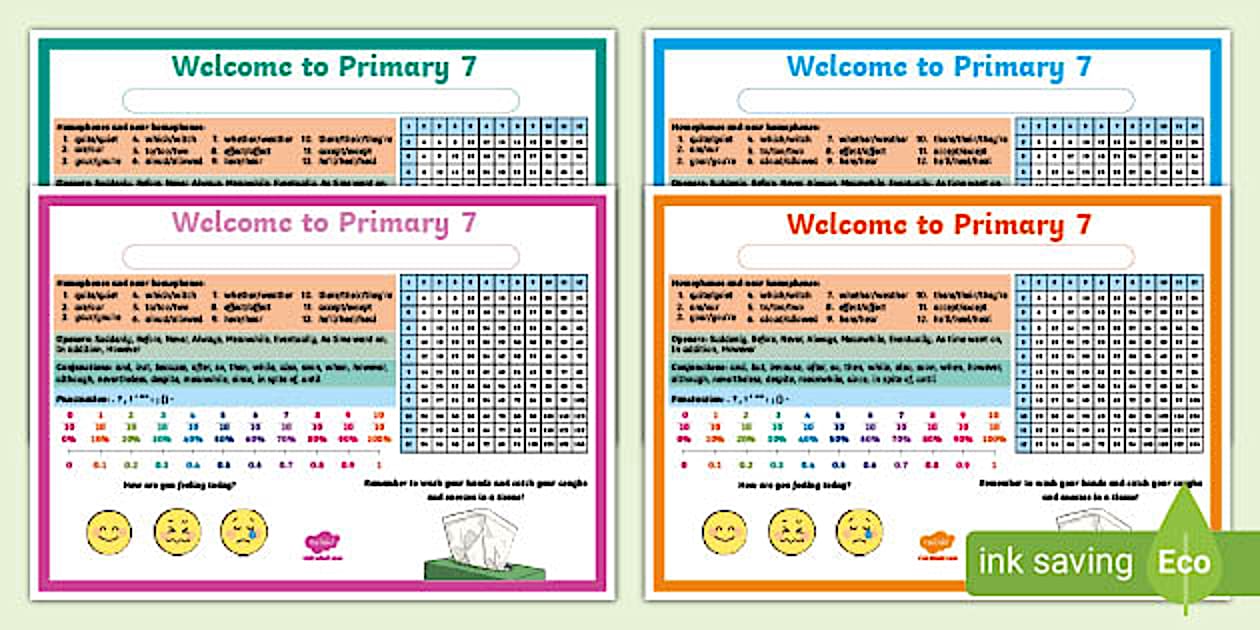Welcome to Primary 7 Desk Mat (Teacher-Made) - Twinkl