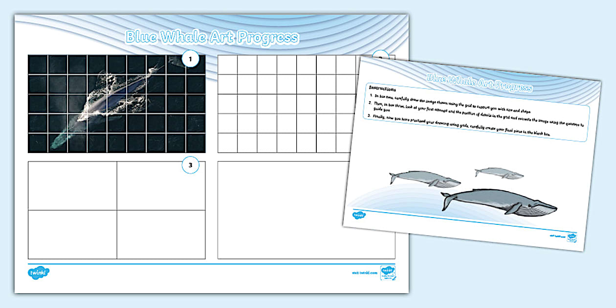 Blue Whale Art Progress Template (teacher made) - Twinkl