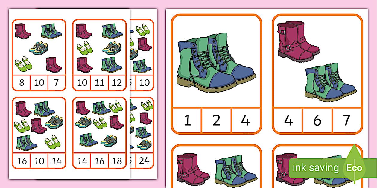 Editable Counting in 2s Shoe Themed Peg Activity - Twinkl