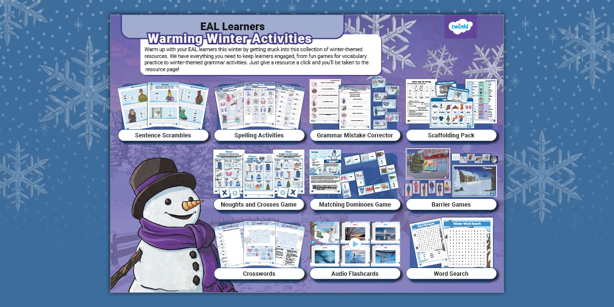 Warming Winter Topic Activities Pack for Learners of EAL