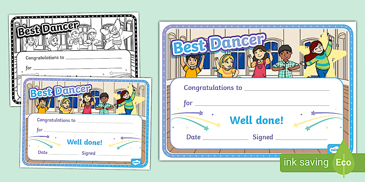 Best Dancer Certificate (teacher made) - Twinkl