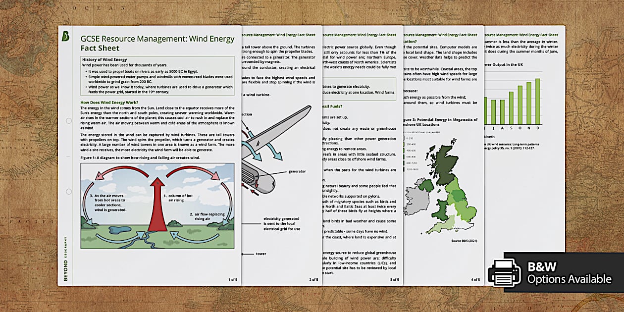 GCSE Resource Management: Wind Energy Fact Sheet - Twinkl
