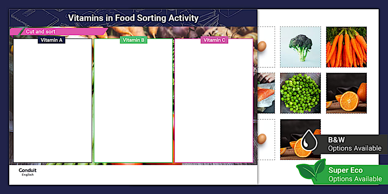 Reinforcing Life Skills: Vitamins In Food Sorting Activity