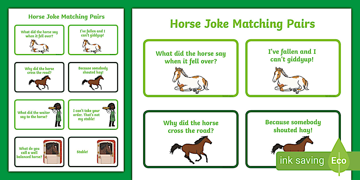Horse Joke Matching Pairs (Teacher-Made) - Twinkl