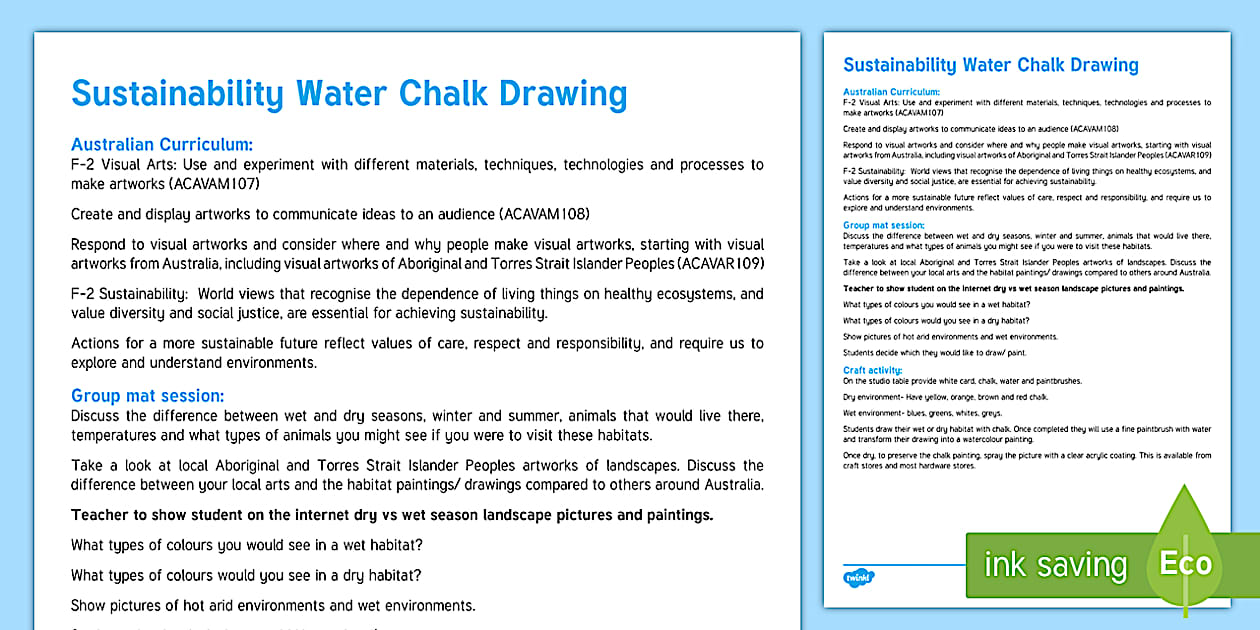 Sustainability Water Chalk Drawing Lesson Plan - Twinkl