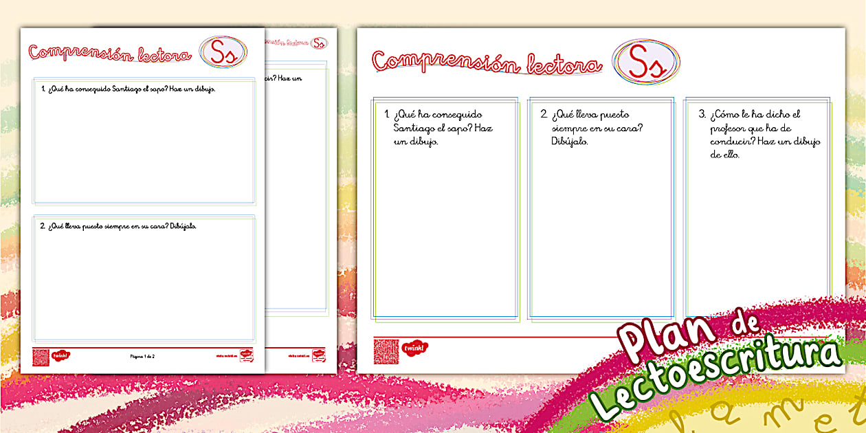 Plan de lectoescritura: La letra S - Comprensión lectora