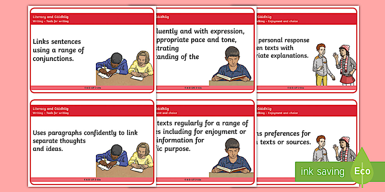 CfE Benchmarks Second Level Literacy and Gàidhlig Display Cards
