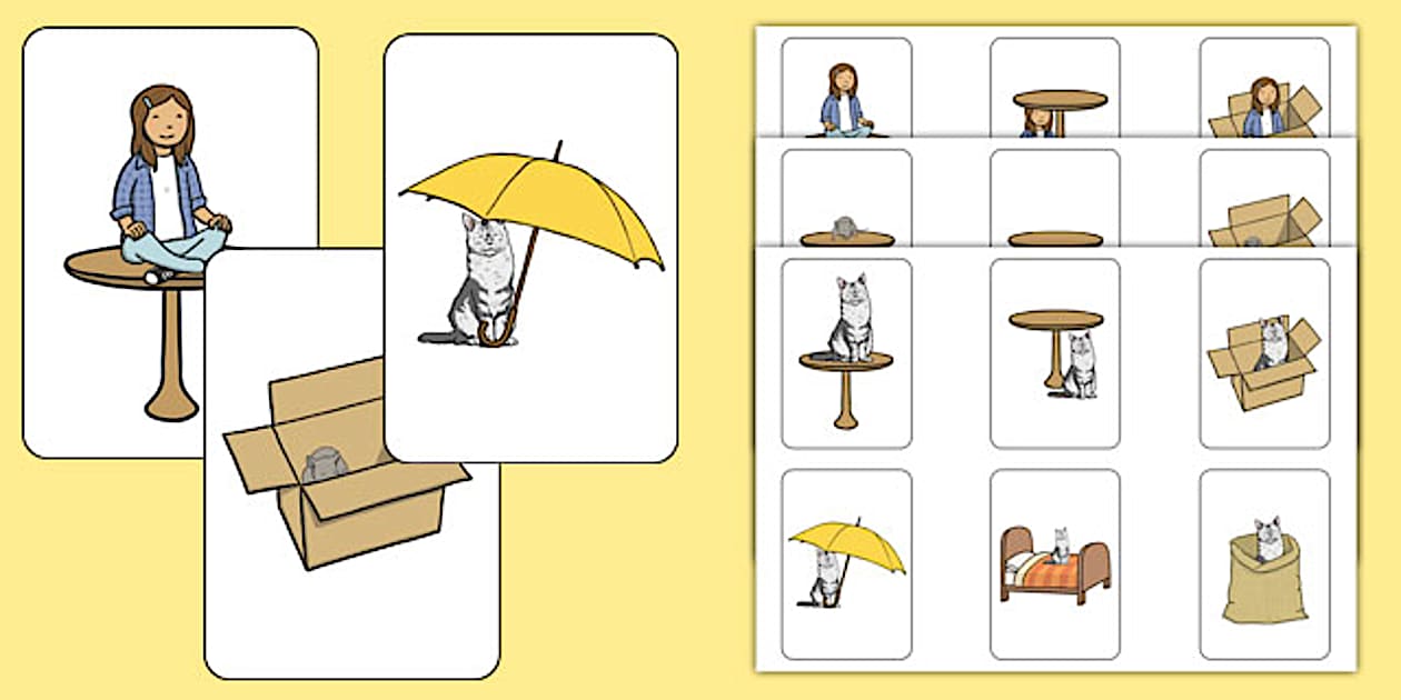 In, On and Under Preposition Cards (teacher made) - Twinkl