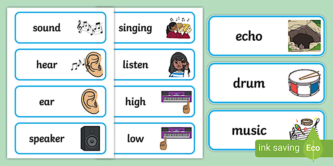 Editable Sound and Hearing Topic Word Cards (teacher made)