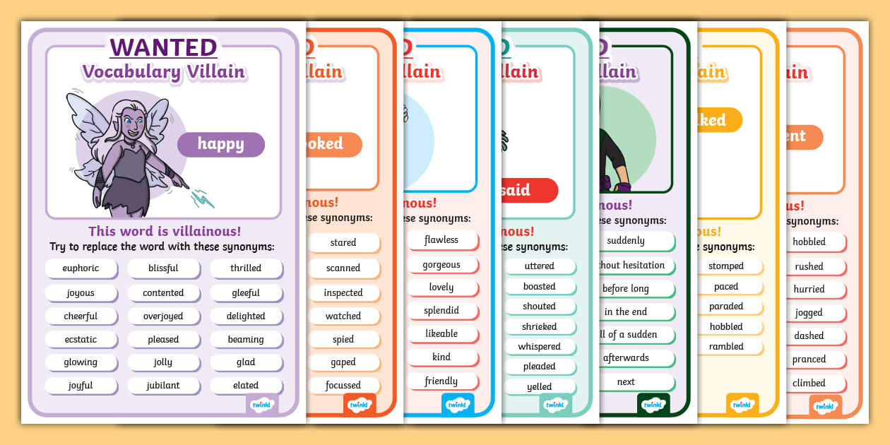 Vocabulary Villain Words Display Poster Pack - Twinkl