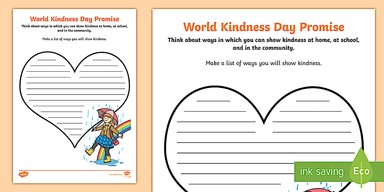 Kindness Promise Worksheet - Twinkl