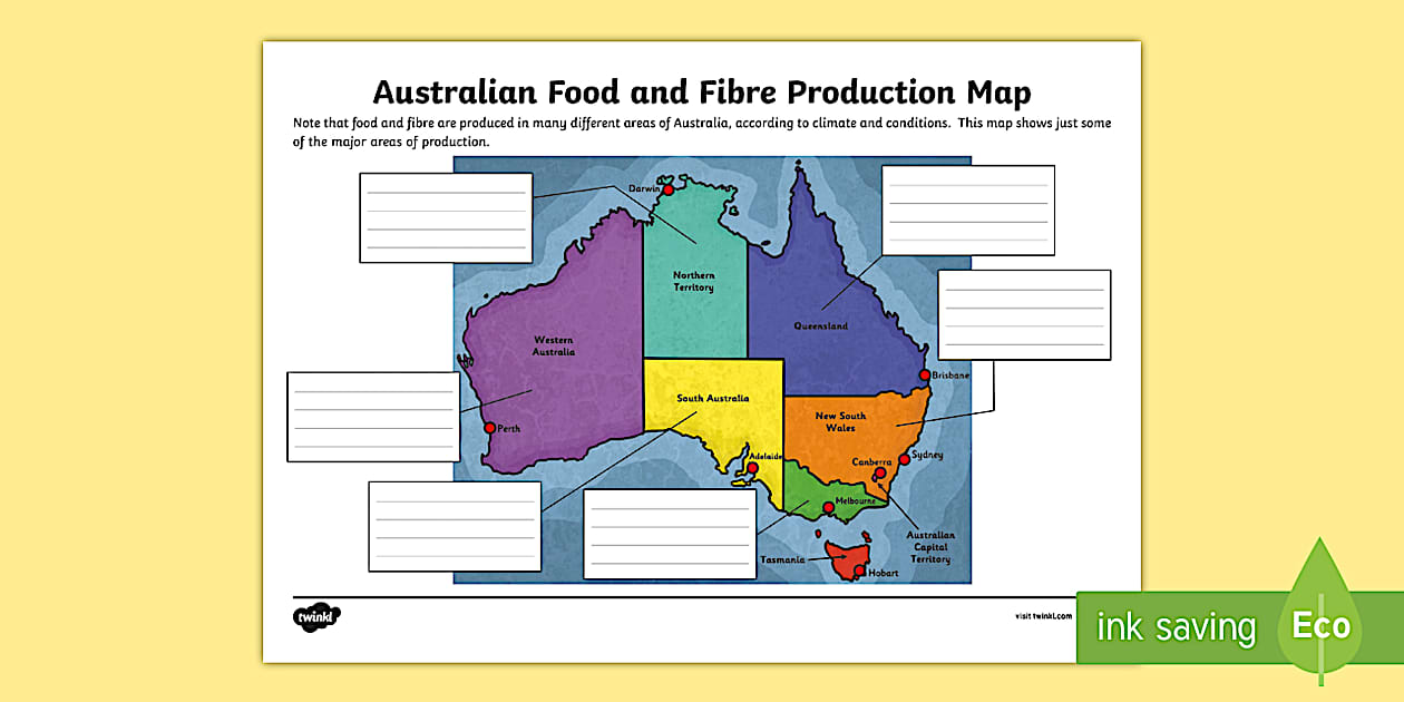 Australian Food and Fibre Production Map (teacher made)