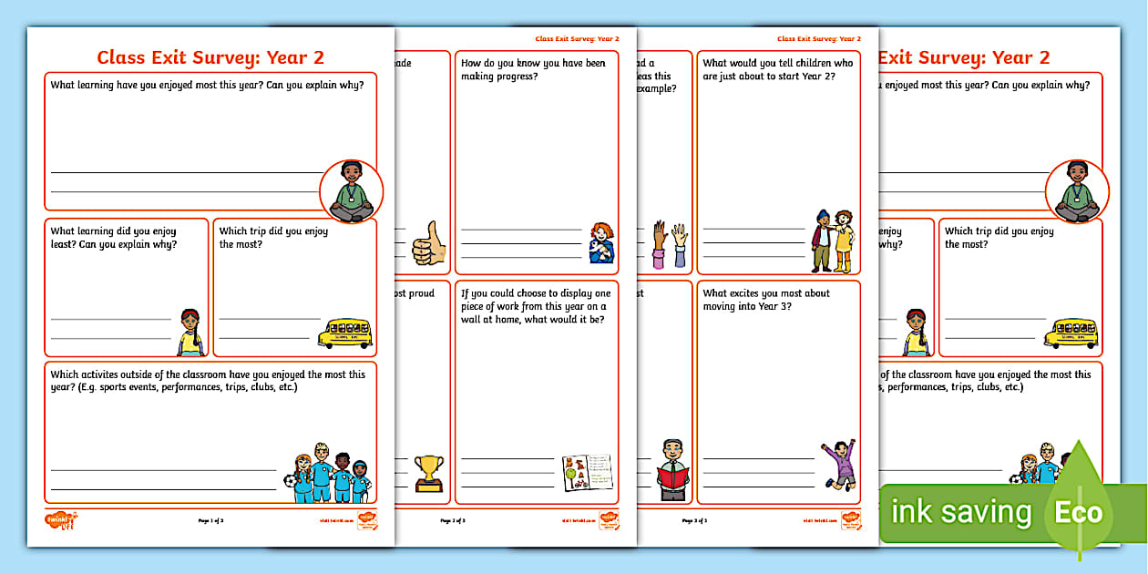 Pupil Voice Year 2 Class Exit Survey - transition - Twinkl