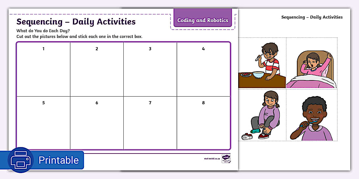 Grade R Robotics and Coding -Sequencing - Daily Activities