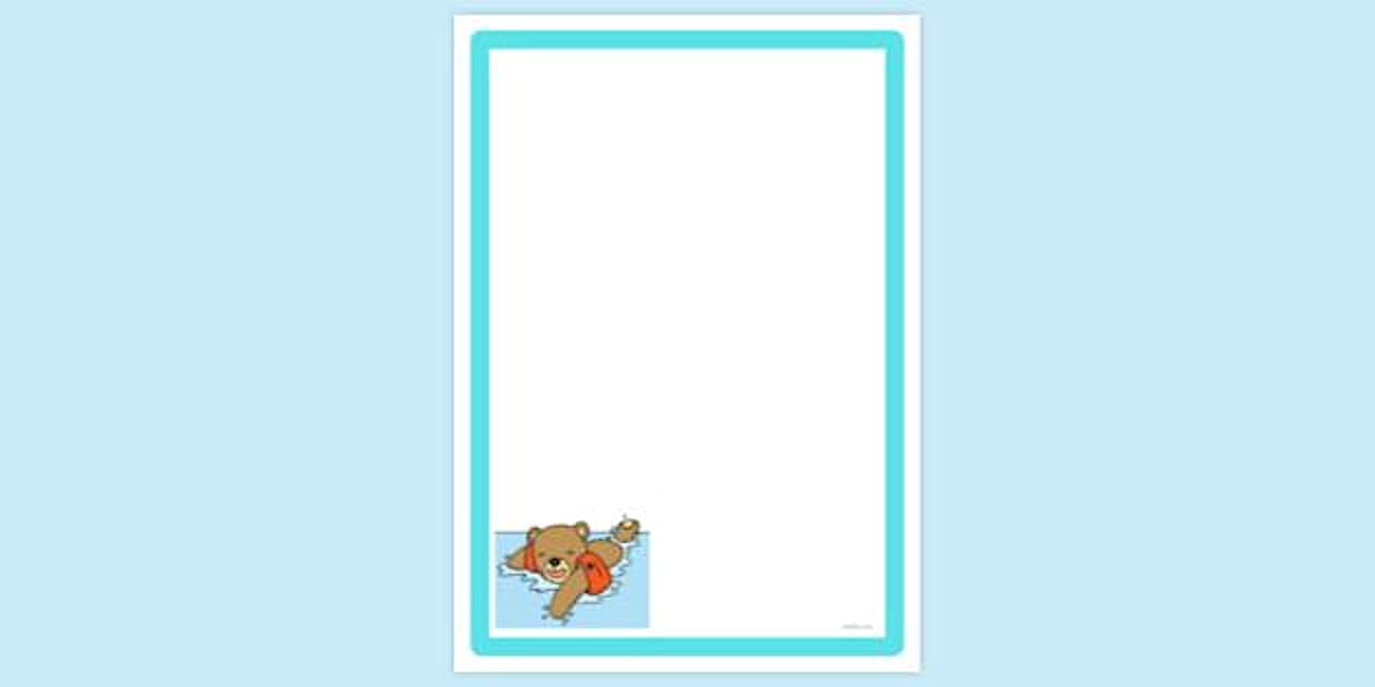 Teddy Bear Swimming Page Border | Page Borders | Twinkl