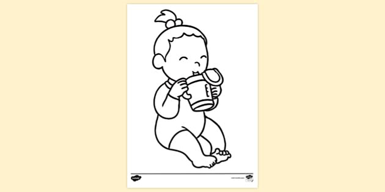 Sippy Cup of Milk Colouring | Colouring Sheets - Twinkl