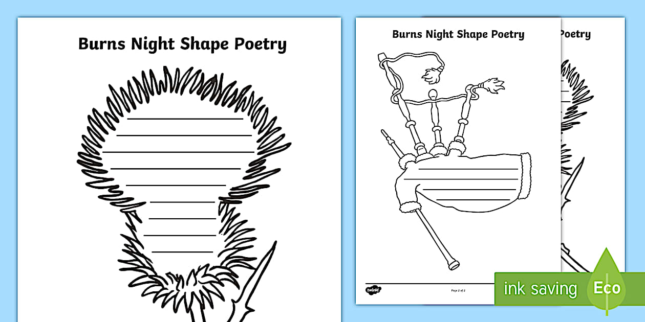 Editable Burns Night Shape Poetry Writing Template - Twinkl